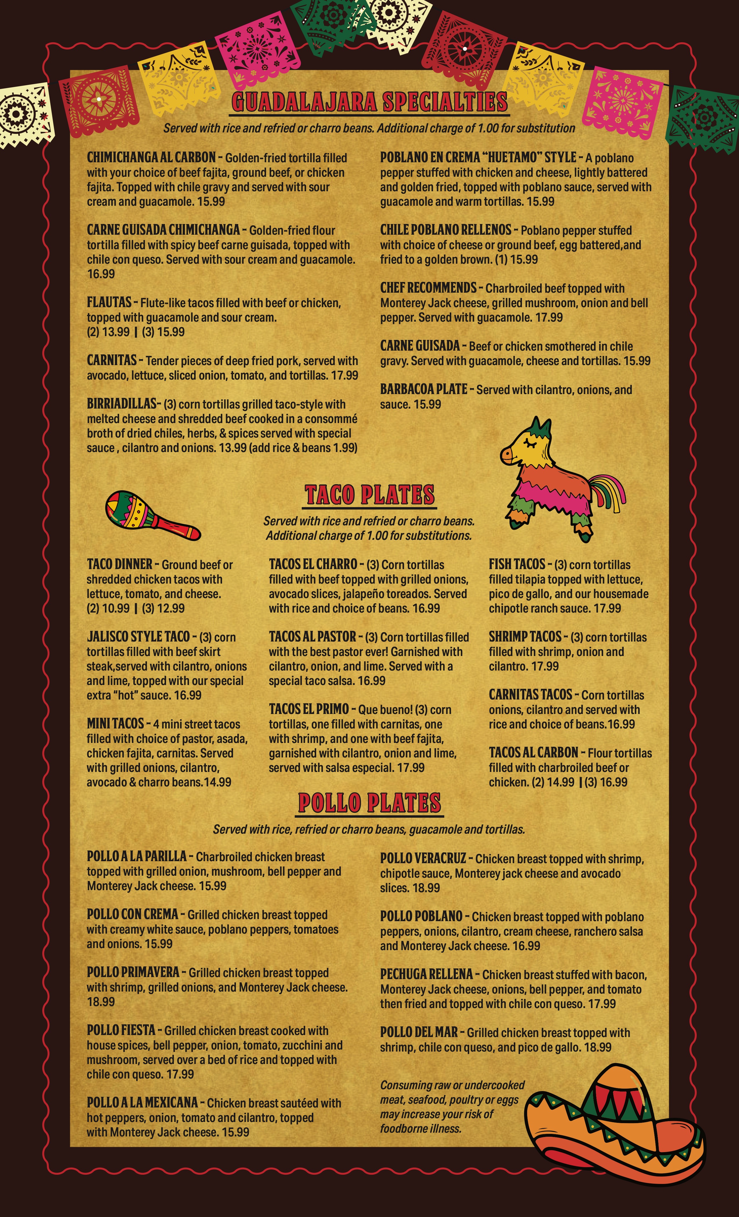 Menu | Guadalajara's Mexican Restaurant